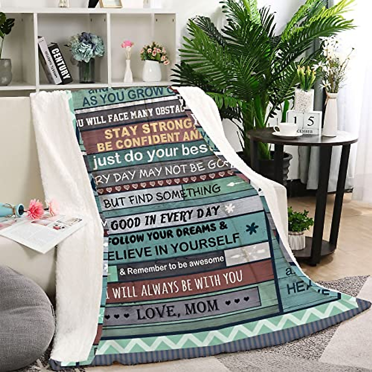 Ivivis to My Son Blanket from Mom, Gifts for Son Throw Blankets for Bed Couch Sofa, Super Soft Lightweight Flannel Fleece Blankets with Positive Encourage for Son Birthday Valentines Day Gift 40"x50"