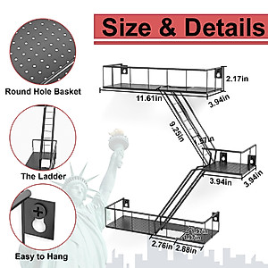 ENPKLUTE 3-Tier Fire Escape Wall Shelf, Easy to Install Ladder Shelf for Figures, Modern City Style Fire Escape Shelf, New York Metal Decorative Shelves for Bedroom, Living Room & Home Decor, Black