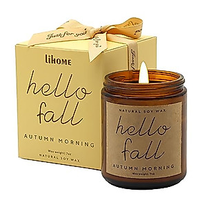 Fall Decorations for Home - Fall Candles, Fall Gifts for Women, Natural Soy Wax Autumn Morning Scented Candles