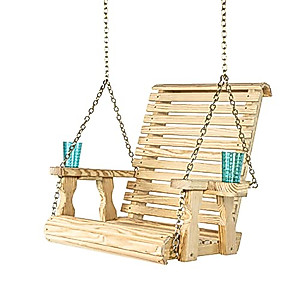 Amish Casual Heavy Duty Roll Back Pressure Treated Swing Chair with Cupholders (Unfinished)