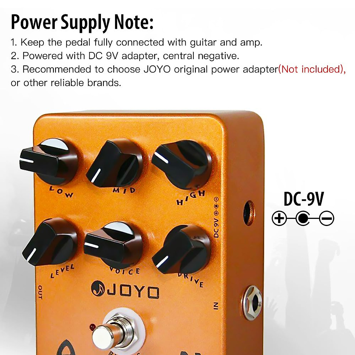 JOYO American Sound Amp Simulator Pedal of Fd 57 Deluxe Amplifier from Clean to Overdrive Sound for Electric Guitar Effect - Bypass (JF-14)
