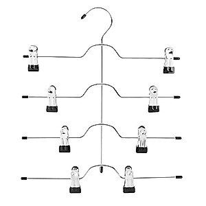 Skirt Hangers 4 Tier Pants Hangers with Adjustable Clips Space Saving Hangers Closet Organizer for Skirts, Slacks, Jeans, Towels (4 Pieces)