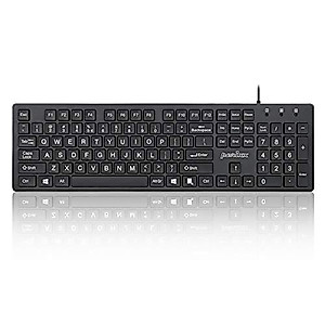 Perixx PERIBOARD-117 Wired USB Keyboard with Standard US Layout and Chiclet Big Print Keys, Black