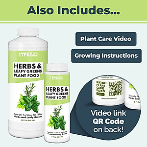 Herb Plant Food for All Edible Herbs, Leafy Greens and Veggies, Liquid Houseplant Fertilizer 8 oz (250mL)
