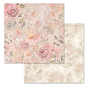 Stamperia Intl Double-Sided Paper Pad-Shabby Rose, 30.5 x 30.5 (12" x 12"), Multicoloured
