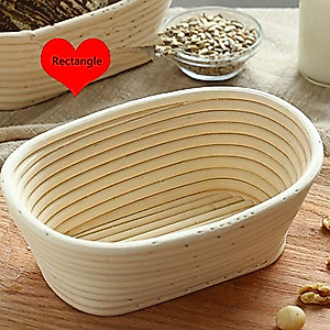Autobestown Rattan Bread Basket,Proofing Baskets for Bread Baking,Oval Banneton Bread Basket,Natural Rattan Fermentation Fruit Tray Dough Storage (8.3x6x3inches)