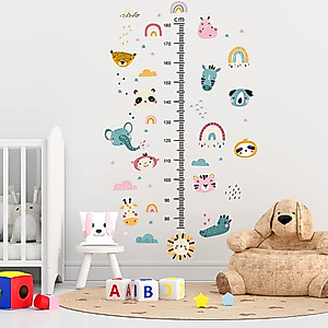 DRWSSR Kids Measuring Height Wall Decals Cute Cartoon Animal Stickers DIY Removable Peel and Stick Kids Room Wall Decoration for Boys and Girls Bedroom nursey Classroom playroom Wall Decal