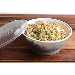 EcoQuality Meal Prep Containers [300 Pack] White Round Bowls with Lids, Food Storage Bento Box, Microwavable,Premium,Stir Fry | Lunch Boxes | BPA Free | Freezer/Dishwasher Safe | Disposable (40 oz)