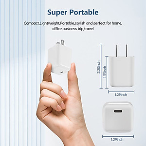 Adaptive Fast Charger, CHINXDA 2-Pack 20W USB C Power Adapter PD3.0 Type C Wall Charger Block Box Cube Brick Plug for iPhone 13/12/11 /Pro Pro Max/SE,iPad,AirPods,Sumsung Galaxy, Smart Android Phones