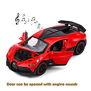 haomsj Bugatti Divo Diecast Metal Model Cars for Boy Toys Age 3-12 Pull Back Vehicles with Music Doors and Hood Can Be Opened(RED)