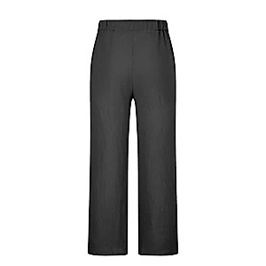 Muscularfit Cargo Pants Men Mens Casual Dress Pants Elastic Waistband Mens Lounge Pants Casual Loose Drawstring Elastic Waist Cotton Linen Trousers Summer Print Solid Straight Legs Dark Gray XL