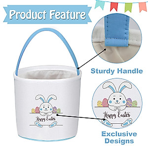 PARTYWIND Easter Baskets for Kids Egg Hunt Games, Easter Baskets Bags with Handle for Boys and Girls Party Supplies Favors, Cute Easter Goodie Bag Stuffers (Blue)