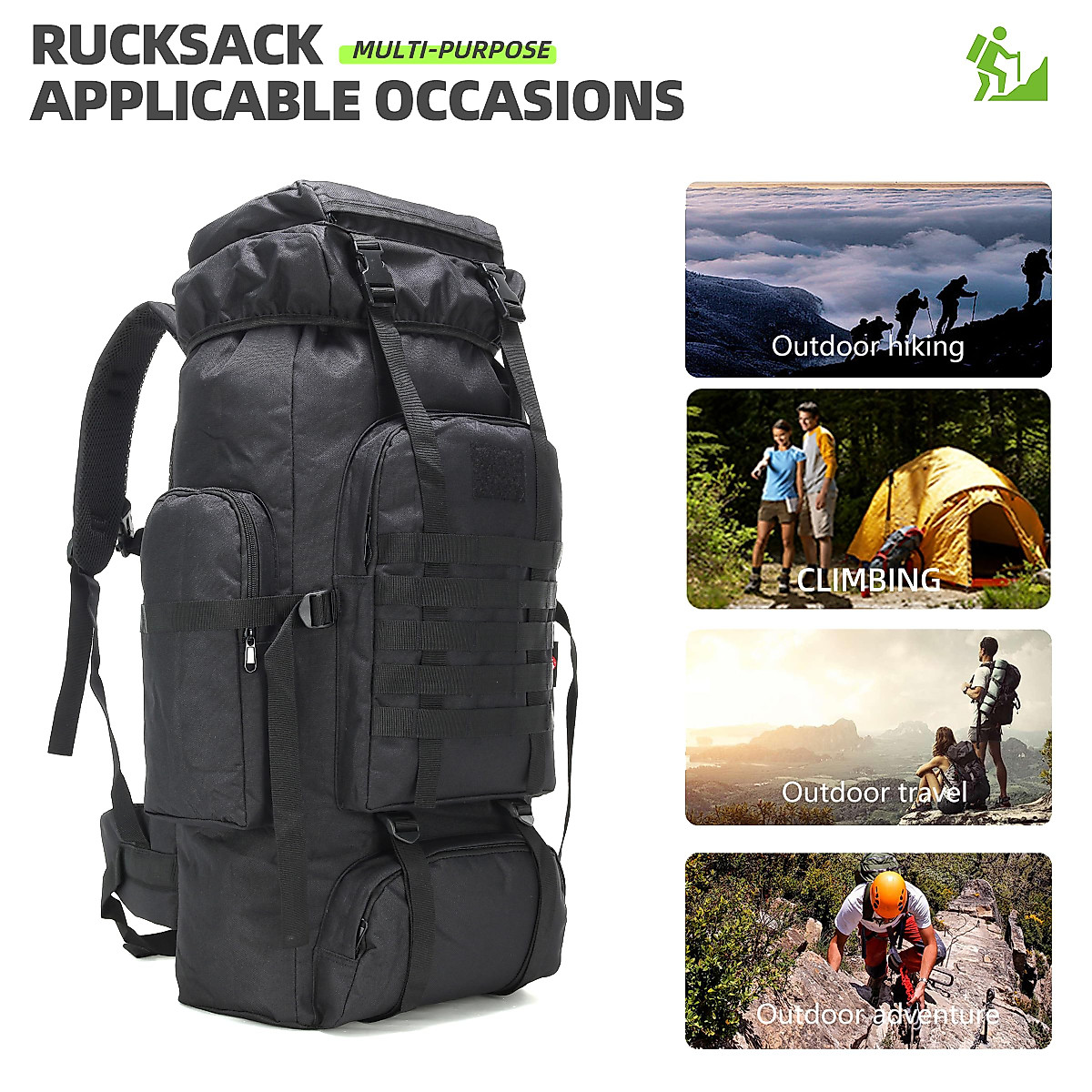 70L Camping Hiking Backpack Tactical Backpack Military Molle Rucksack Backpack for Outdoor