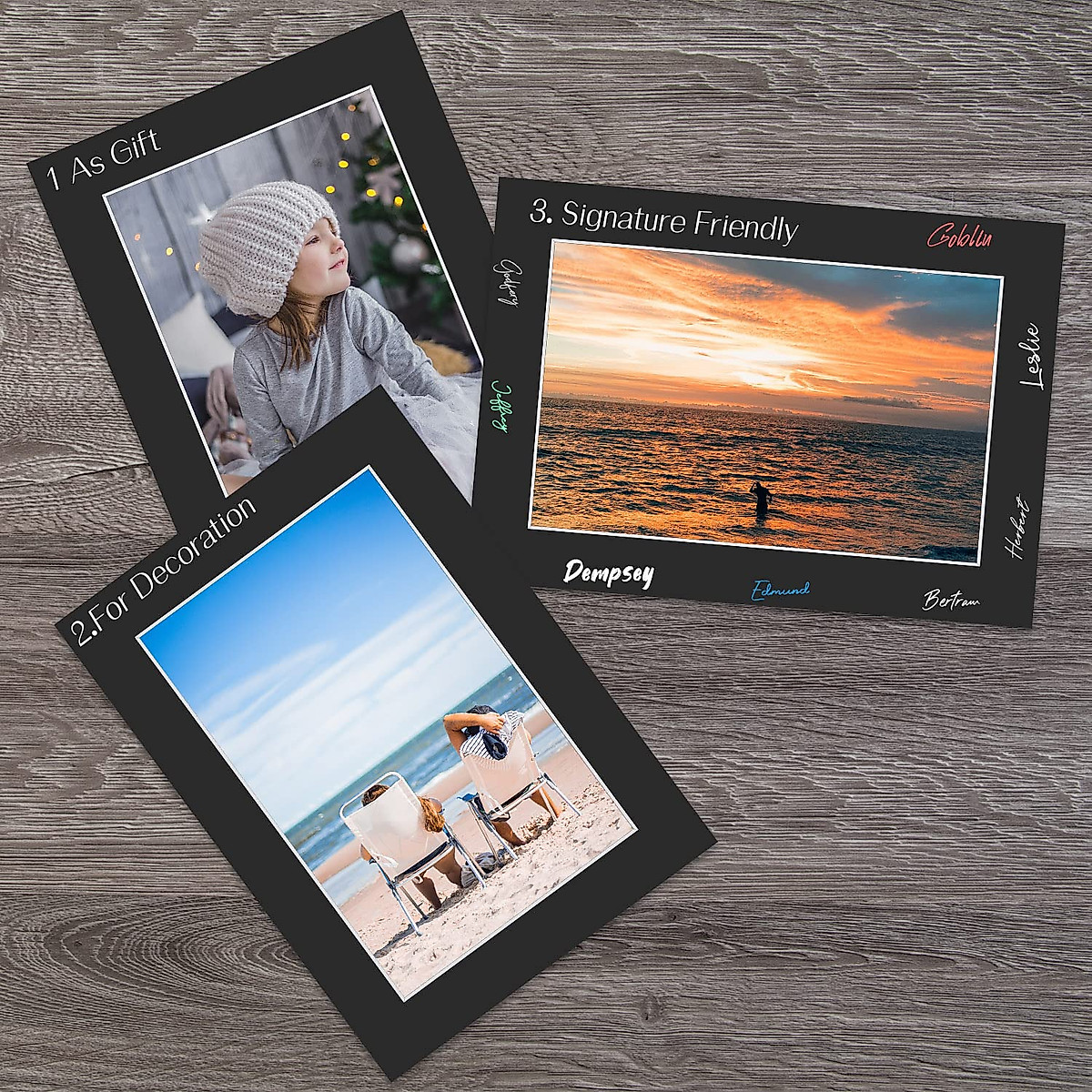 Golden State Art Pack of 25, Acid-Free Black Pre-Cut 5x7 Picture Mat for 4x6 Photo with White Core Bevel Cut Frame Mattes