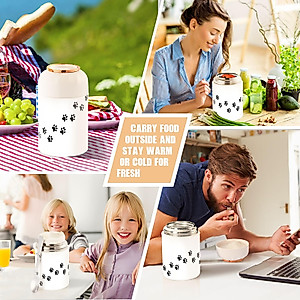 CUPADA Cat Claw Footprint Food Jar for Hot and Cold, Dog Paw Insulated Food Jars Vacuum 17OZ with Folding Spoon for Work Trip Picnic Camping
