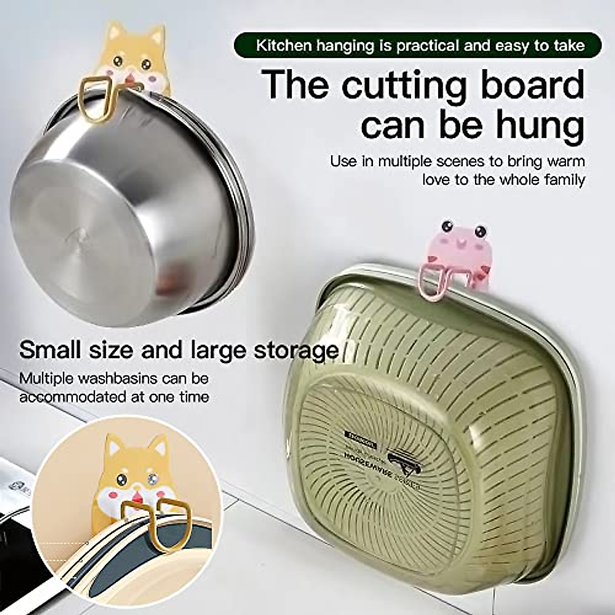 4pcs Latest Models Adhesive Hooks Washbasin Hooks Cute Animal Hooks Heavy Duty 55.11lb(Max) Waterproof Antirust Reusable Utility for Bathroom Kitchen Kids Room Multiple Use