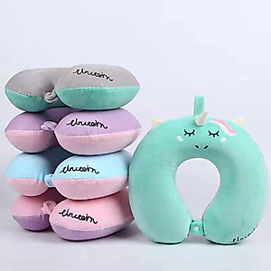 HomiTunky Kids Travel Neck Pillow,360?Unicorn Memory Foam Pillow for Travelling,U-Shaped Airplane Car Flight Head Support Animal with Washable Cover Adults Toddler,Gifts Children,Boys,Girls Pink