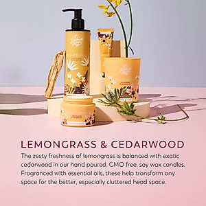 The Handmade Soap Company Natural Soy Wax Candle, Lemongrass & Cedarwood Scented Candle, 50 Hour Burn, Non Toxic Candles, Cruelty Free & Vegan Scented Candles, 7.4oz