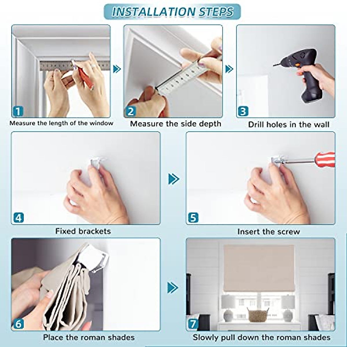 Matinss Cordless Roman Shades,23" x 64"Beige,Premium Blackout Roman Shades, Detachable,Energy Efficient, Heat Resistance Polyester Material, for Bedroom, Living Room