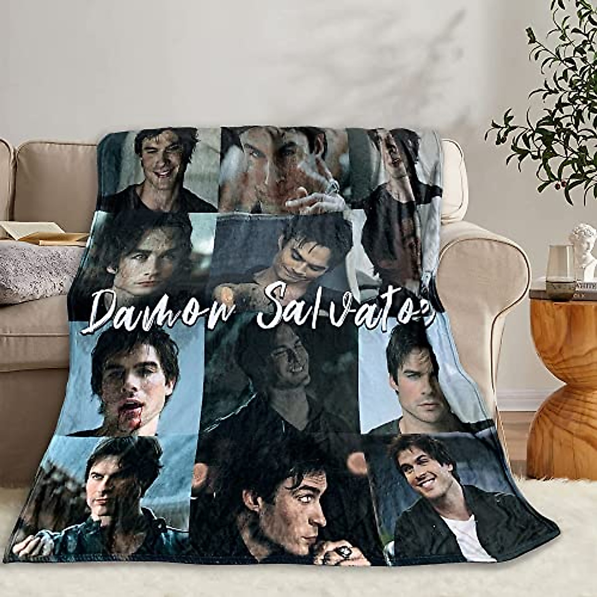 Character Blanket Vampire Throw Blankets Flannel Gifts for Girlfriend Fans Followers Travel Camping Home Office Soft Cozy Plush 130x150 Black 50x60