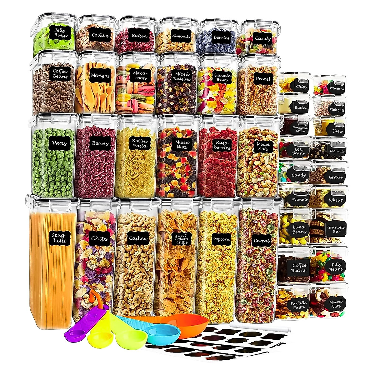 Lifetime Home 30 PACK Airtight Food Storage Containers Set with Lids for Kitchen & Pantry Organization - BPA-Free for Cereal, Pasta, Rice, Vegetables, Fruits & Flour - Markers and Labels Included