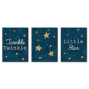Big Dot of Happiness Twinkle Twinkle Little Star - Baby Boy Nursery Wall Art and Kids Room Decorations - Gift Ideas - 7.5 x 10 inches - Set of 3 Prints