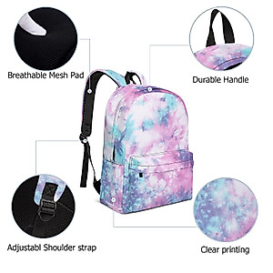 Boys Girl Lightweight Tie Dye Backpack, Big Capacity Bookbag, Fashionable Laptop Daypack for Travel Camping Sport