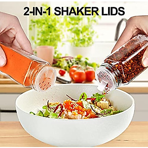 AISIPRIN 24 Pcs Glass Spice Jars with 398 Labels, 4oz Empty Square Containers Seasoning Bottles - Shaker Lids, Funnel, Brush and Marker Included(Black Metal Caps)