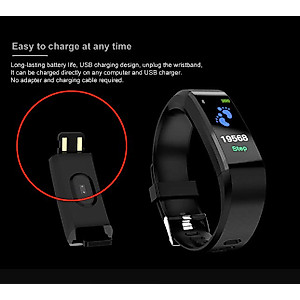 Americode! Smartband Fitness Tracker with Heart Rate Blood Pressure Oxygen Sleep & Temperature Monitor Activity Smart Watch Pedometer for Kids Man Women, Black