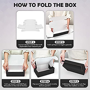 12 Pack Small Medium Black Gift Boxes Corrugated Packaging Boxes Mailers for Small Business, Recyclable Cardboard Mailing Boxes with 24 Pieces Blank Gift Cards and Paper Fillers (9x6x3 Inch, Black, 12 Pack)