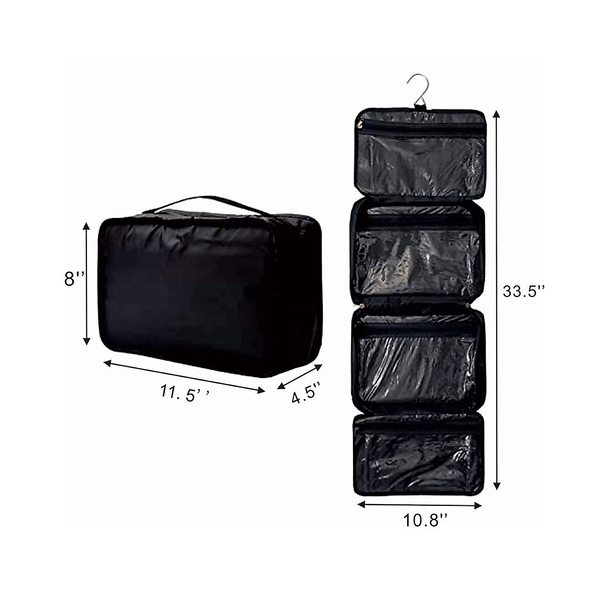 All-Purpose Household Travel Organizer Accessory Toiletry Cosmetics Makeup Hanging Shaving kit Bag-Black