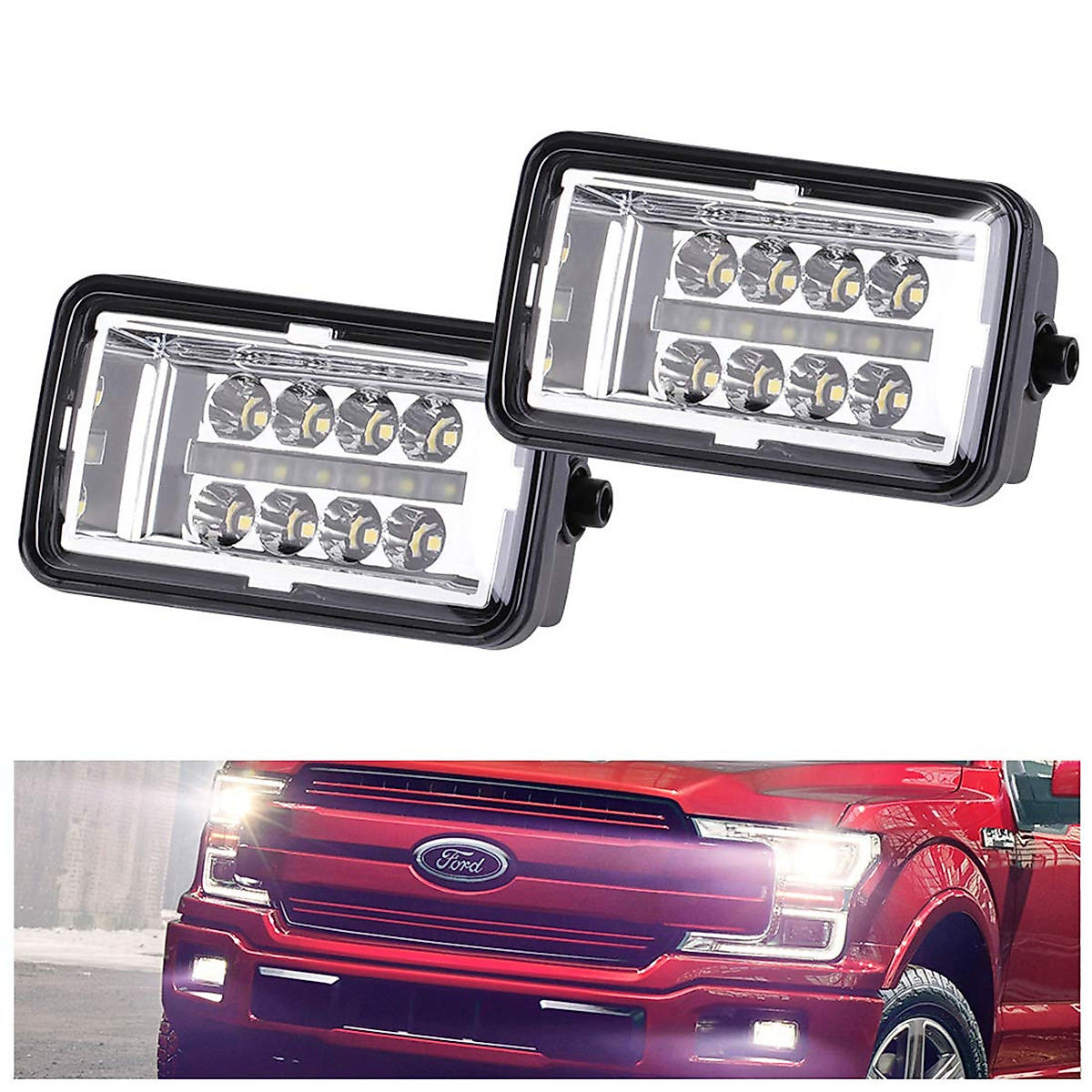 Kiwi Master Upgrade F150 LED Fog Lights for 2015-2020 Ford F-150 4 Inch LED Fog Light Assembly Kit, Waterproof LED Bumper Lamps Set, 1 Pair