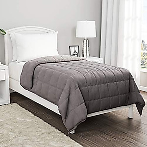 Lavish Home Weighted 20lb Throw Blanket- for Adults 190-220lbs- Ultra Soft Cotton 60x80 & Glass Beads-Natural Sleep Aid, Breathable & 10 Duvet Loops (Gray)