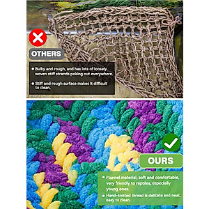 Double-Layered Reptile Hammock - Soft Bearded Dragon Hammock Swing Hanging Bed with Strong Suction Cups & Hooks, for Lizard Gecko Chameleon Small Reptiles, Triangular