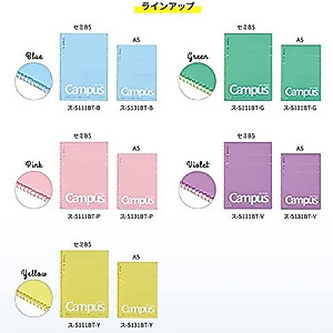 KOKUYO Spiral Lined Notebook, 8.3'' x 5.8'' Pastel Journal A5 Campus Soft Ring Notebooks with Dot 6 mm Ruled, 50 Sheets, Green 1 Subject Notebook, Note Taking for School. Japan Import (SU-S131BT-G)