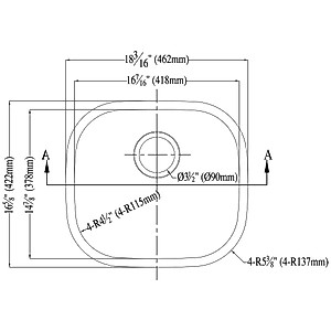 Dawn 3238.0 Undermount Single Bowl Bar Sink, Polished Satin