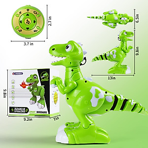 TUUYOOWK Remote Control Dinosaur Toys for Kids 3-5 5-7, Realistic RC Electronic Dinosaur Toy with Water Mist Spray, Rotating, Singing and Dancing, Foraging Mode for Boys Girls