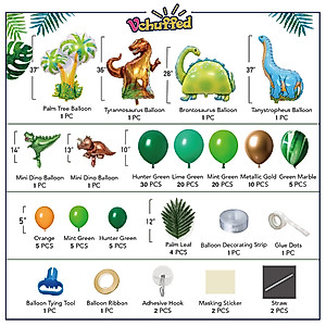 VCHUFFED Dinosaur Party Decorations Set | 123PCS W/Reusable Tapestry, Dinosaur Balloons, Jungle Balloons Garland | Perfect for Birthday, Graduation, Kids and Adults Party