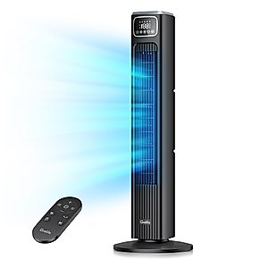 Grelife 36" Cooling Tower Fan, Bladeless Standing Fan with 80° Oscillation, Touch Screen & Remote Control - Ideal for Home Office Bedroom