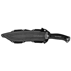 Kershaw Camp 10 Machete, Fixed Blade Knife, 10" 65Mn Carbon Tool Steel Blade, Includes Sheath, Camp Series Machete, Outdoor and Survival Tool,Black