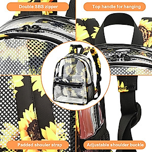 Clear Mini Backpack Stadium Approved 12x12x6 Small Transparent Backpacks Plastic See Through Bag for Work Festival Security Travel