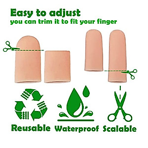 14 PCS Silicone Finger Cots, Gel Finger Protectors for Finger Tips, Soft Reusable Finger Caps Great for Trigger Finger, Hand Eczema, Finger Cracking, Finger Arthritis