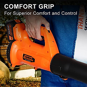 Cordless Leaf Blower, 350 CFM 150 MPH Battery Powered Leaf Blower with 4.0Ah Battery and Charger, 6 Speed Dial, 2 Adjustable Tubes, 21V Battery Leaf Blower for Lawn Care, Yard, Snow Debris and Dust