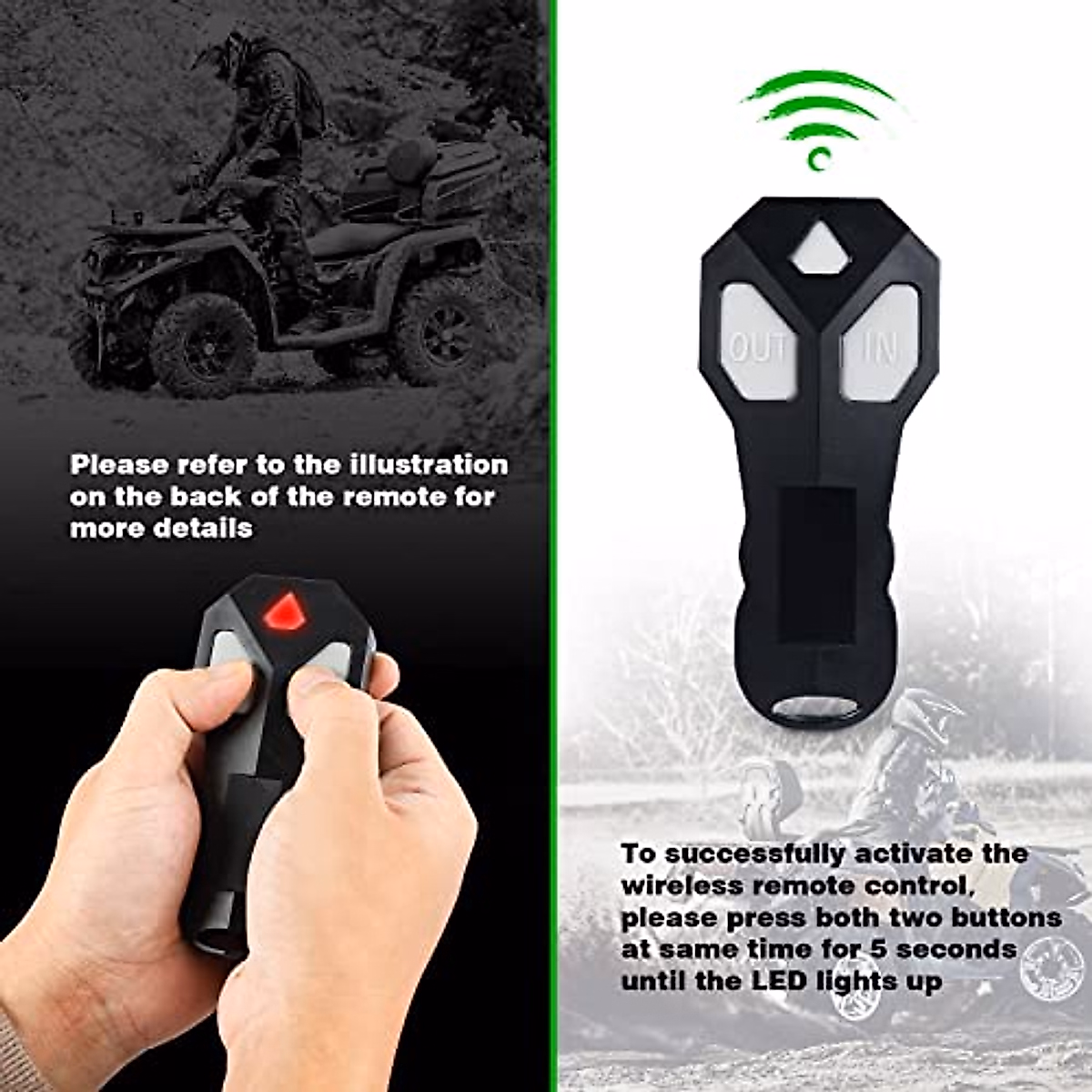 STIMULATER 3000lb ATV/UTV Winch,Electric Winch 12V,Winch with Steel Cable,Steel Wire Winch with Wireless Remote and Wired Remote,with Hawse Fairlead,IP67 Waterproof,Suitable for Most ATVs and UTVs