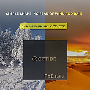 Octide Outdoor Waterproof PoE Switch, with 8 Ports PoE & 2G Uplink & 1SFP, Support IEEE802.3af/at, Metal Housing, Play&Play, AI Watchdog, Fanless Unmanage.