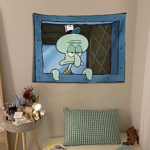 CIICD Funny Octopus Cartoon Tapestry Wall Hanging Window Design for Bedroom Home Decor Size 40x28 Inches