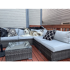 Sqodok Patio Cushion Covers 24x22, Water Resistant Outdoor Cushion Covers for Patio Furniture, 4Pack Patio Cushion Seat Slicovers Replacement for Sectional Sofa, Wicker Chair, Grey Heather