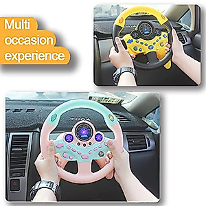 RedCrab Steering Wheel Car Driving Simulated Toy with Light and Music for Kids, Pretend Driving Seat Toys,Baby Electric Early Learning Educational Toys for Boys and Girls(Orange)