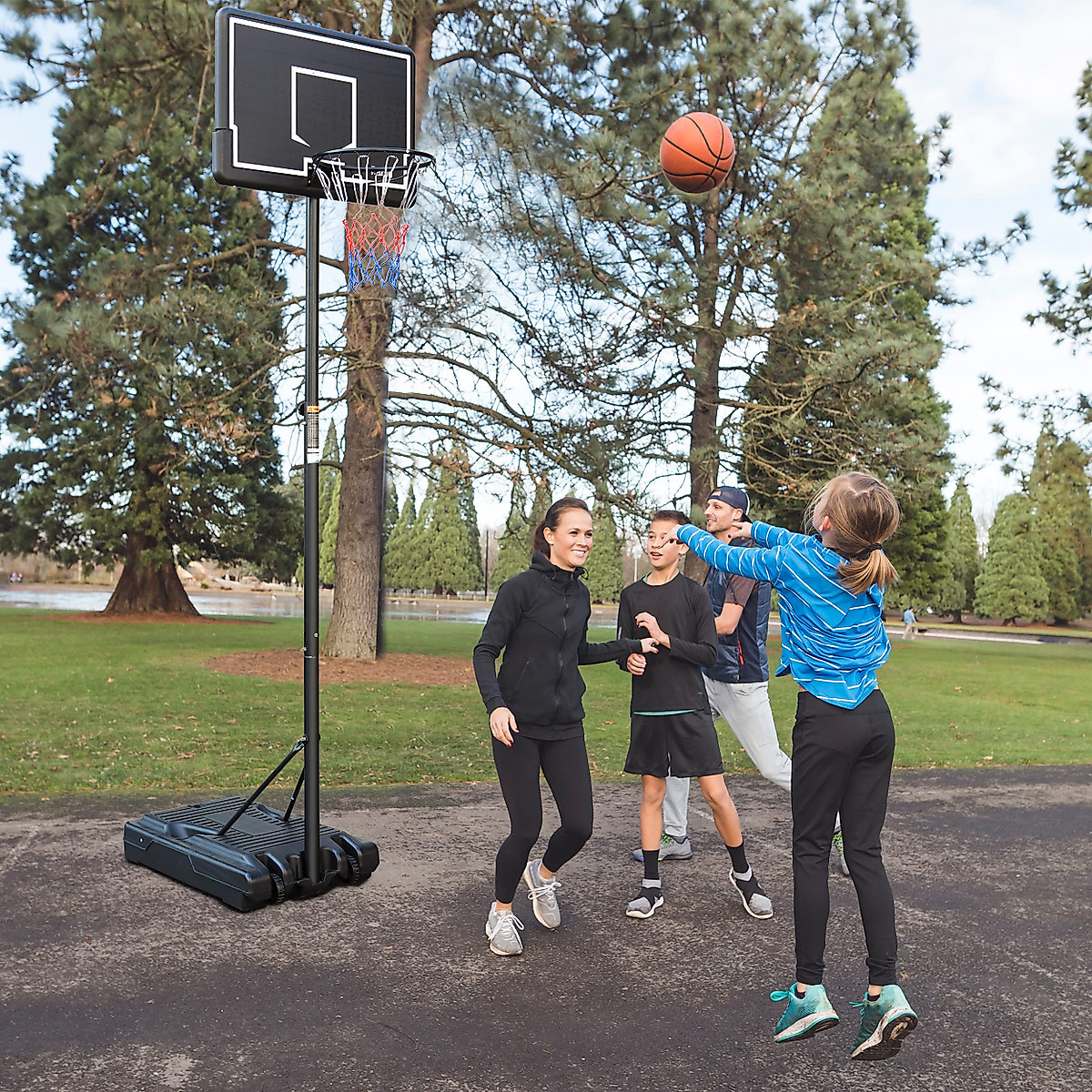 Rakon Portable Basketball Hoop & Goal Basketball System Stand Height Adjustable 6.2ft -8.5ft with 35.4in Backboard & Wheels for Youth Teenagers Outdoor Indoor Basketball Goal Game Play