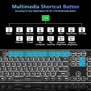 Wireless Gaming Keyboard and Mouse Combo White LED Backlit Ultra-Thin Rechargeable Keyboard and Soundless Mouse with Ergonomic Waterproof Dustproof Lage Mouse Pad for PS4,Xbox One,Desktop,PC